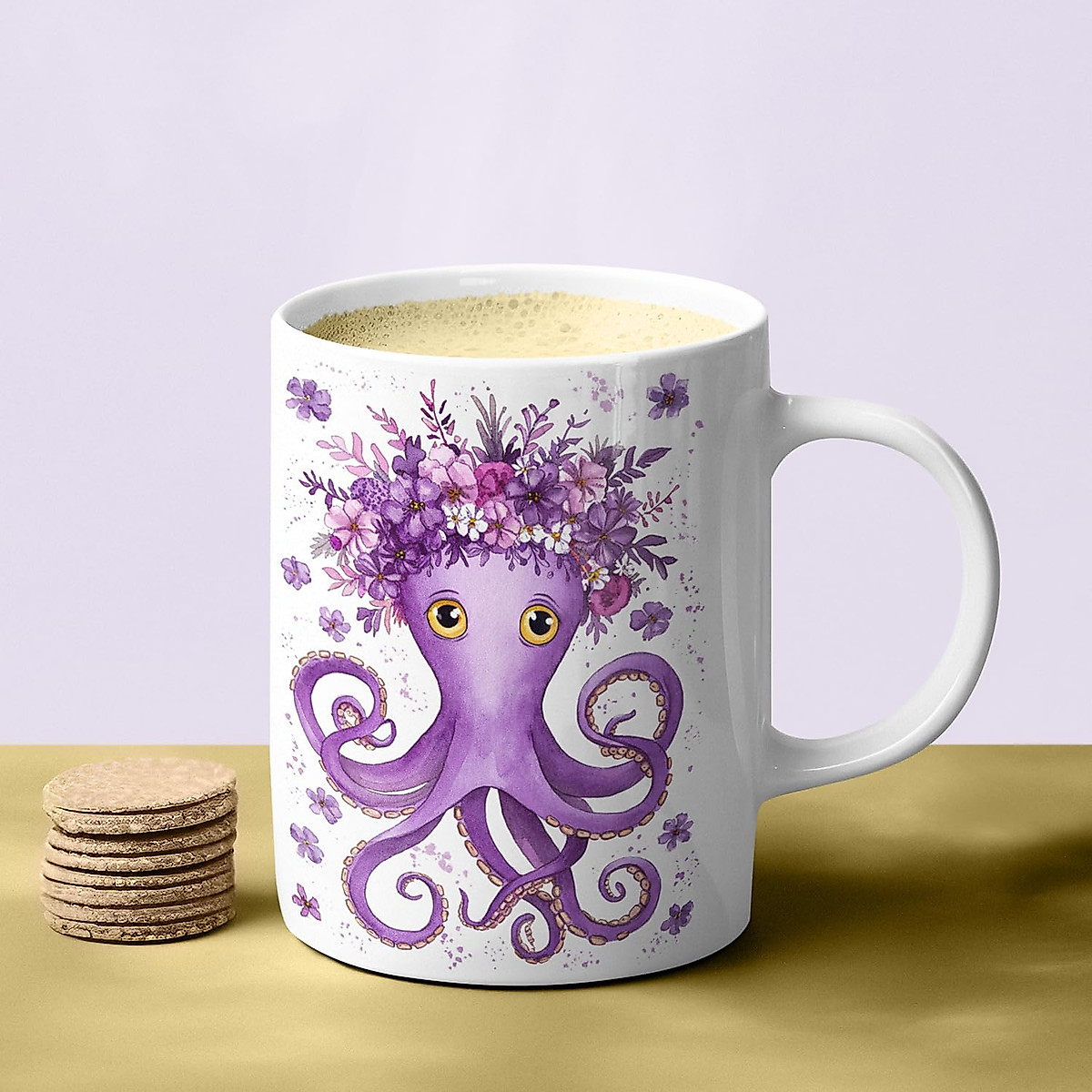 Eali88fa I just Freaking Love Octopus Gift for Octopus Sea Lover,11 oz White (325 ml) Ceramic Coffee Mug