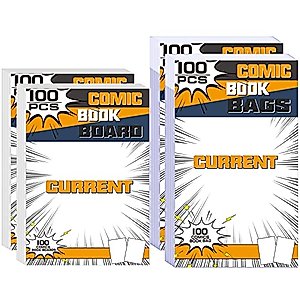 KKU 200 Count Current Comic Book Bags and Boards, Crystal Clear Acid Free Comic Bags and Boards, Comic Book Storage for Regular Comics