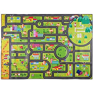 Nisorpa Car Rug 6.5×5 Ft, DIY Track Playmat Rug City Life Traffic Road Map Fun Carpet Area Rug, Player Car Rug for Playroom Bedroom Living Room Classroom