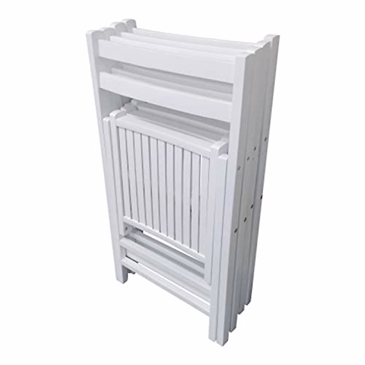 CARBRO Furniture Slatted Wood Folding Special Event Chair - White Set of 4 Folding Chair Foldable Style,White