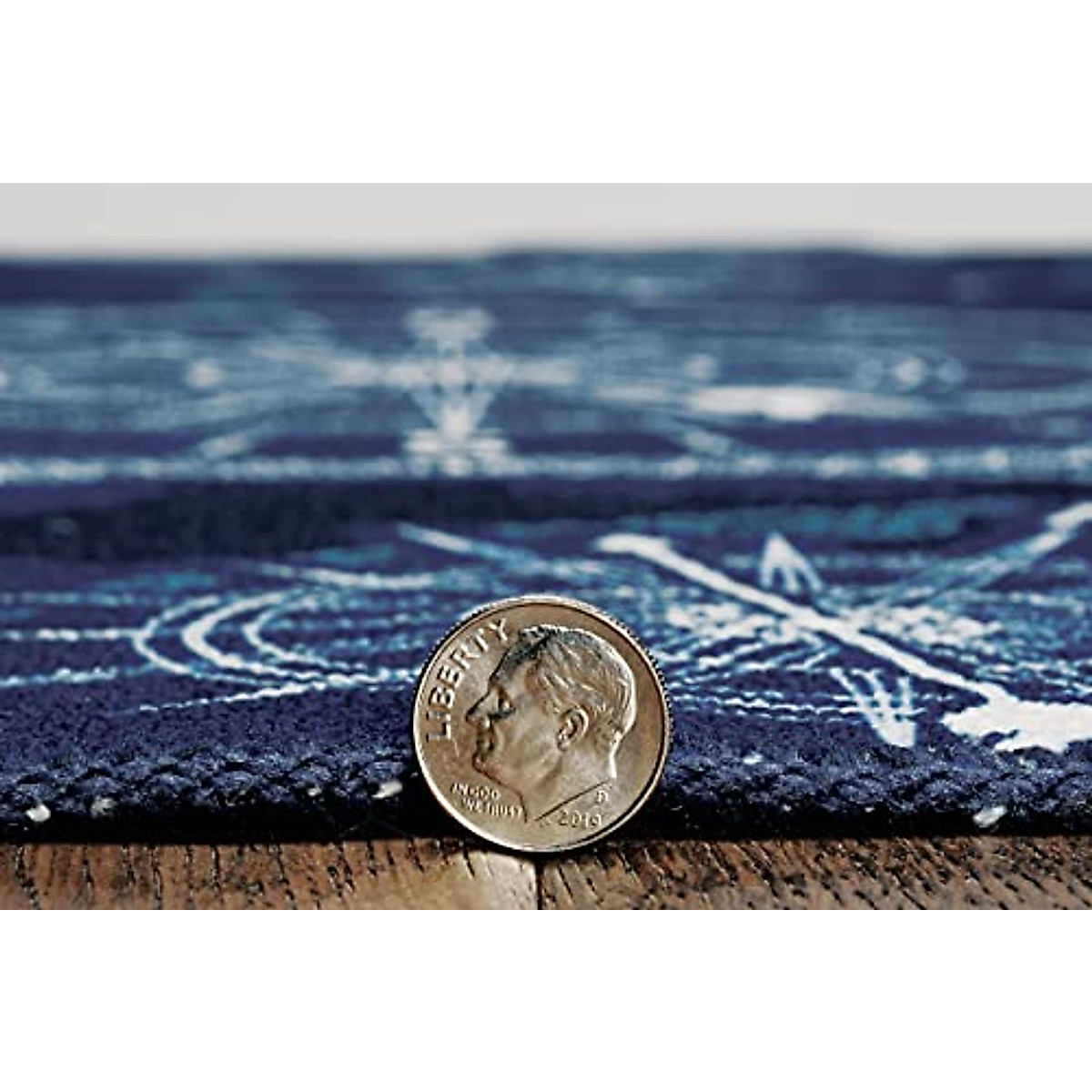 Linon Home Decor Products The Anywhere Washable Rug Velmer Blue & Ivory 3' X 5' Accent Rug