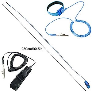 DaKuan ESD Anti-Static Wrist Strap Components, DaKuan 6 Packs Anti-Static Wrist Straps Equipped with Grounding Wire and Alligator Clip, Grounding Solution for Working on Sensitive Electronic Devices