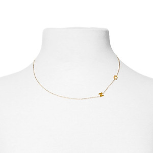 Personalized Gold Tone 2 Letter Women's Sideways Initial Necklace, 16" Chain - Personalized Initial Necklace for Her - Custom Necklace for Women - Birthday Gift - Gift for Her - Gifts for Mom