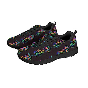Colorful Pineapple Slip On Sneaker Women Running Shoes Breathable Workout Shoes Lightweight Gym Sneakers