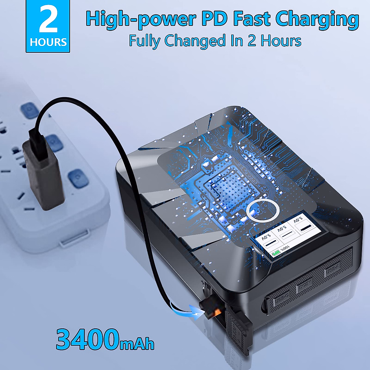 Artman V Mount Battery,14.8V 3400mAh (50Wh) Mini V-Mount Battery with OLED Screen 45W PD USB-C Fast Charging D-TAP USB-A DC Ports, V Lock Battery for Cameras Camcorders Large LED Light Monitors