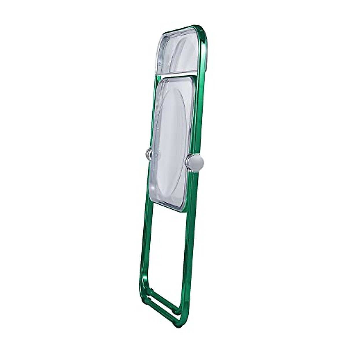 LeisureMod Lawrence Modern Transparent Acrylic Folding Chair with Metal Frame (Green)