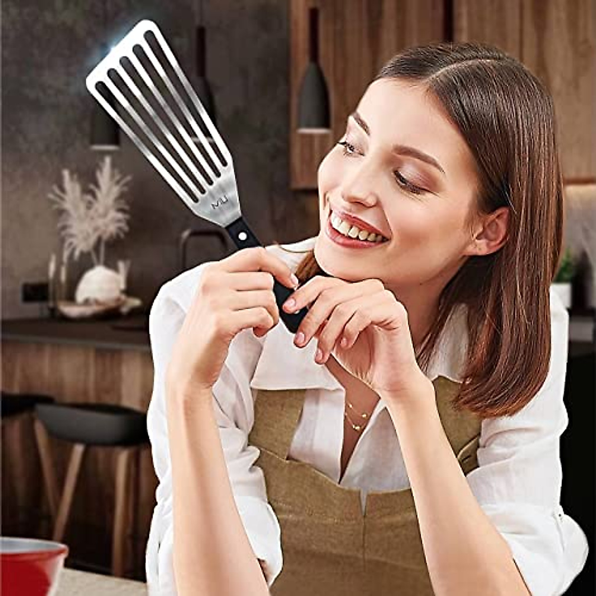 MIU Fish Spatula Stainless Steel, Flexible, Polished Metal, Corrosion Resistant, Kitchen Slotted Turner [Upgraded Version]