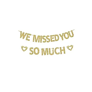We Missed You So Much Banner, Welcome Back/Family Party/Deployment Returning from Military Army/ Homecoming Party Decor Gold Glitter Paper Signs