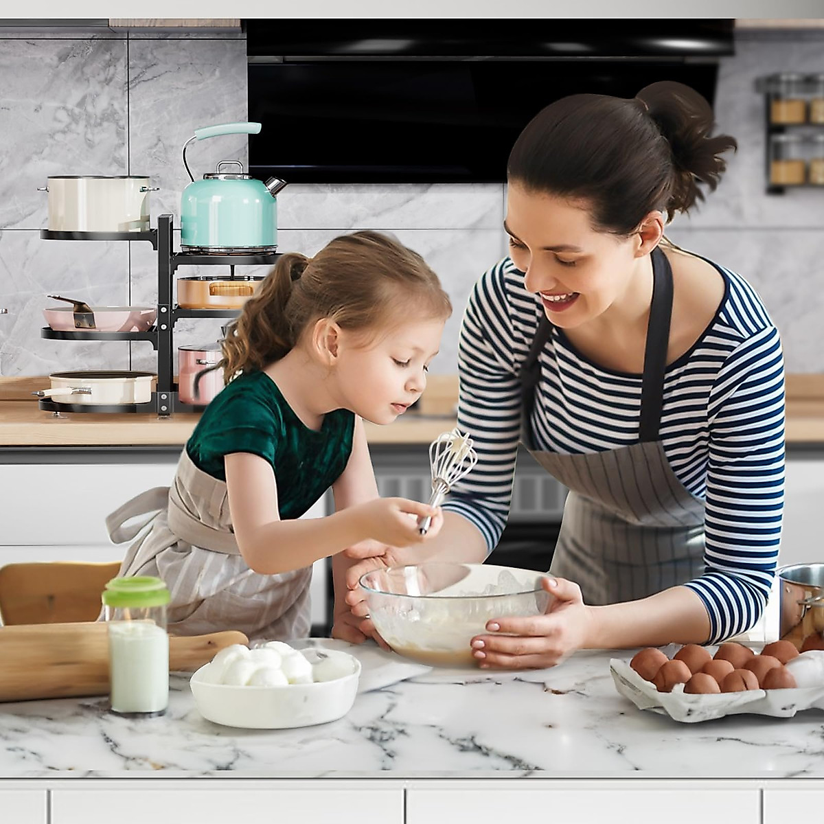 ARSTPEOE Mega Clearence Sale Half Save 6Tier, Pot and Pan Organizer for Cabinet, Pan Organizer Rack for Cabinet, Pot Organizer Rack for Under Cabinet, Pot Lid Organizer for Cabinet, Black