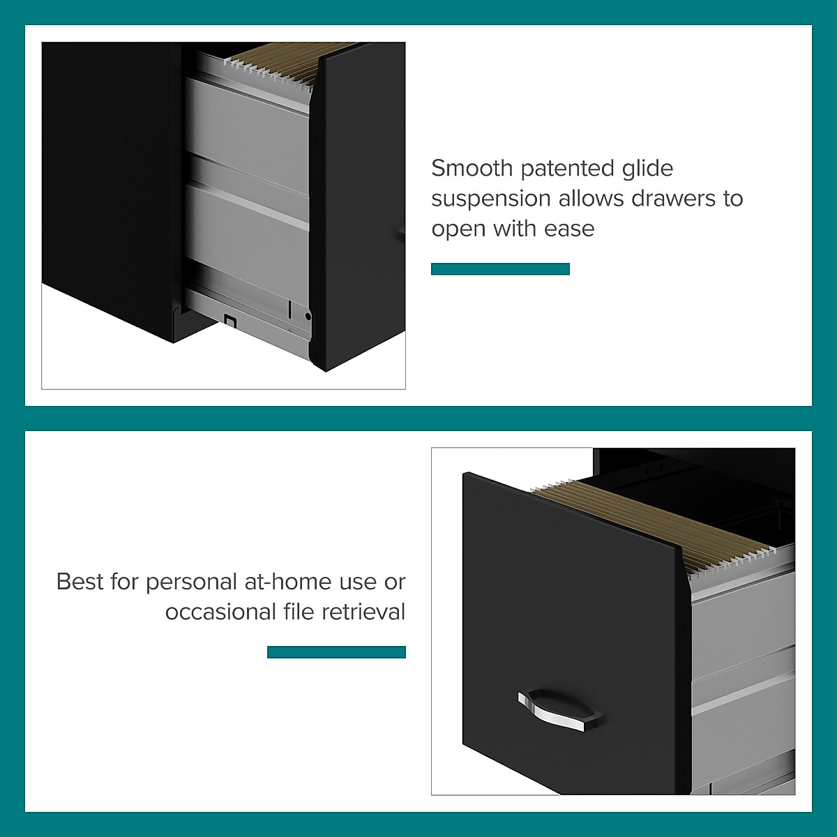 Hirsh Industries Space Solutions 18in Deep 3 Drawer Metal Organizer File Cabinet Black, Letter Size, Fully Assembled