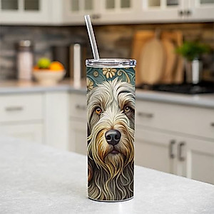 Spinone Italiano Dog Art Nouveau Skinny Tumbler 20oz with Straw Insulated Water Bottle Gift