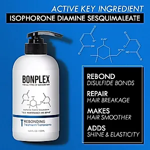BONPLEX Rebonding Treatment For All Hair Types | For Damaged, Dry, Brittle, Colored, Permed, and Chemically-Treated Hair | Safe for Hard Water | Reconnect Broken Disulfide Bonds
