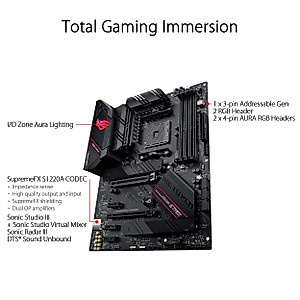 ASUS ROG Strix B550-F Gaming Motherboard Gaming ATX, AMD B550, Socket AM4, DDR4, PCI 4.0, Intel 2.5GB LAN, 2xM.2, ASUS Optimem II, USB 3.2 Gen 2, Aura Sync RGB, Black
