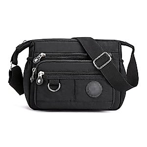 Crossbody Bag for Women Waterproof Multi-Pocket Messenger Bag Large Capacity Lightweight Shoulder Bag Casual Handbag for Daily Use Work Travel (Black)