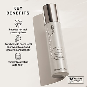 Kenra Platinum Silkening Heat Crème | Brilliant Shine Thermal Styler | Reduces Hot Tool Passes by 50% | Prevents Breakage & Improve Manageability | Heat Protectant | All Hair Types | 3.4 fl. Oz