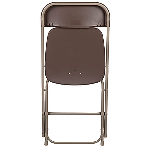 EMMA + OLIVER Folding Chair - Brown Plastic - 4 Pack 650LB Weight Capacity Comfortable Event Chair - Lightweight Folding Chair