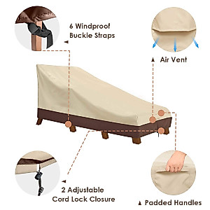 Vailge Waterproof Patio Chaise Lounge Cover, 600D Heavy Duty Outdoor Lounge Chair Covers,UV Resistant Patio Furniture Covers,2 Pack-Medium,Beige & Brown