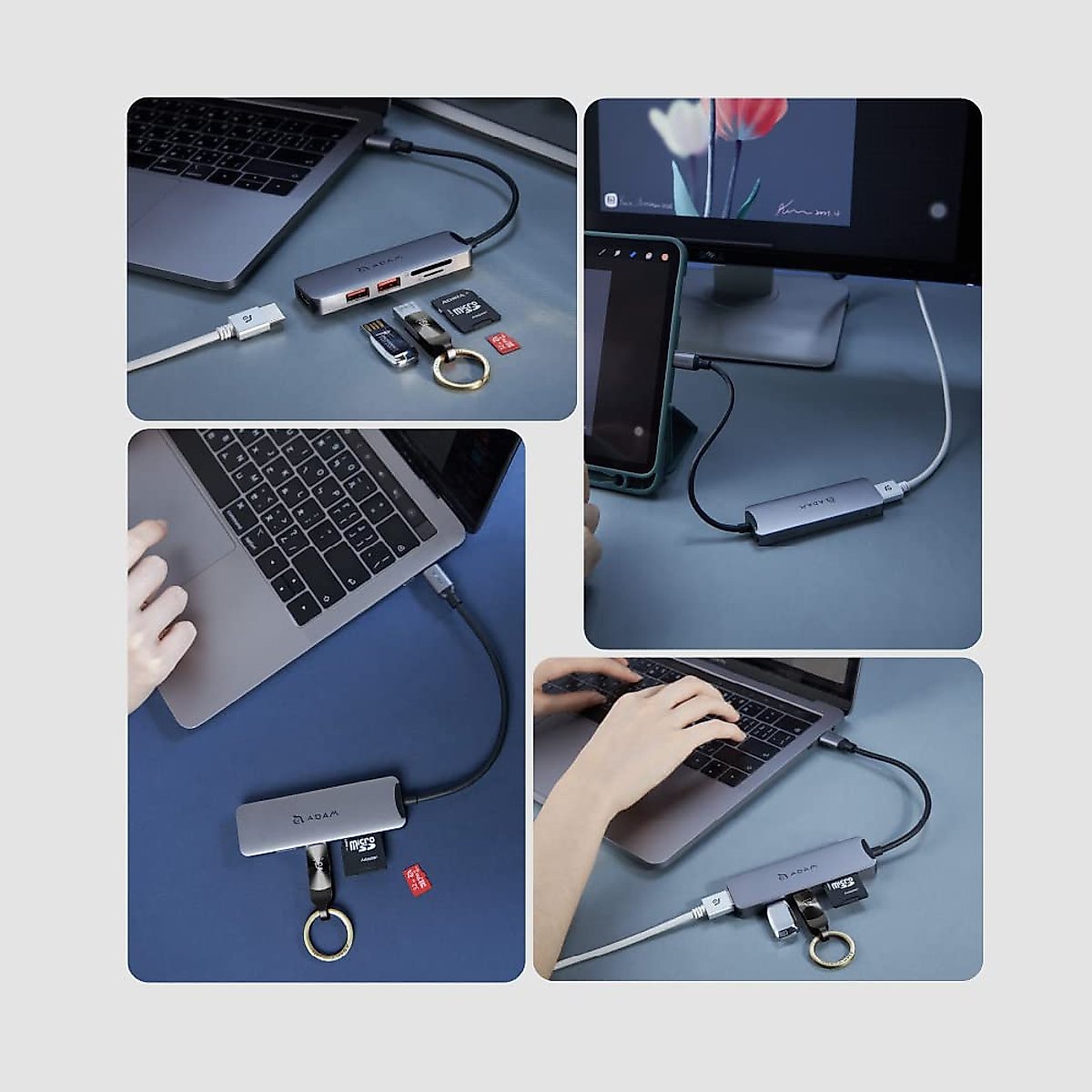 ADAM elements USB-C Gen2 Hub/Laptop Docking Station – CASA Hub A05 5in1 Multiport Adapter for Mac & PC Series - USB-A 3.1 Gen2 x2, HDMI, SD & microSD Card Reader