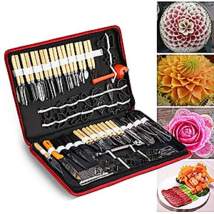 Yosoo 80PCS/Set Culinary Carving Tool Kit,Chrome steel Culinary Carving Peeling Tools Kit,for Fruit Vegetable Garnishing Carving Slicing including Carry Bag Halloween Pumpkin Carving Kit