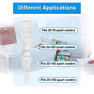 Cooler Replacement Parts Kit, Ice Chest Plastic Hinges, Threaded and Triple-Snap Drain Plug, Latches and Stainless Steel Screws Combo, Plastic Cooler Replacement Set