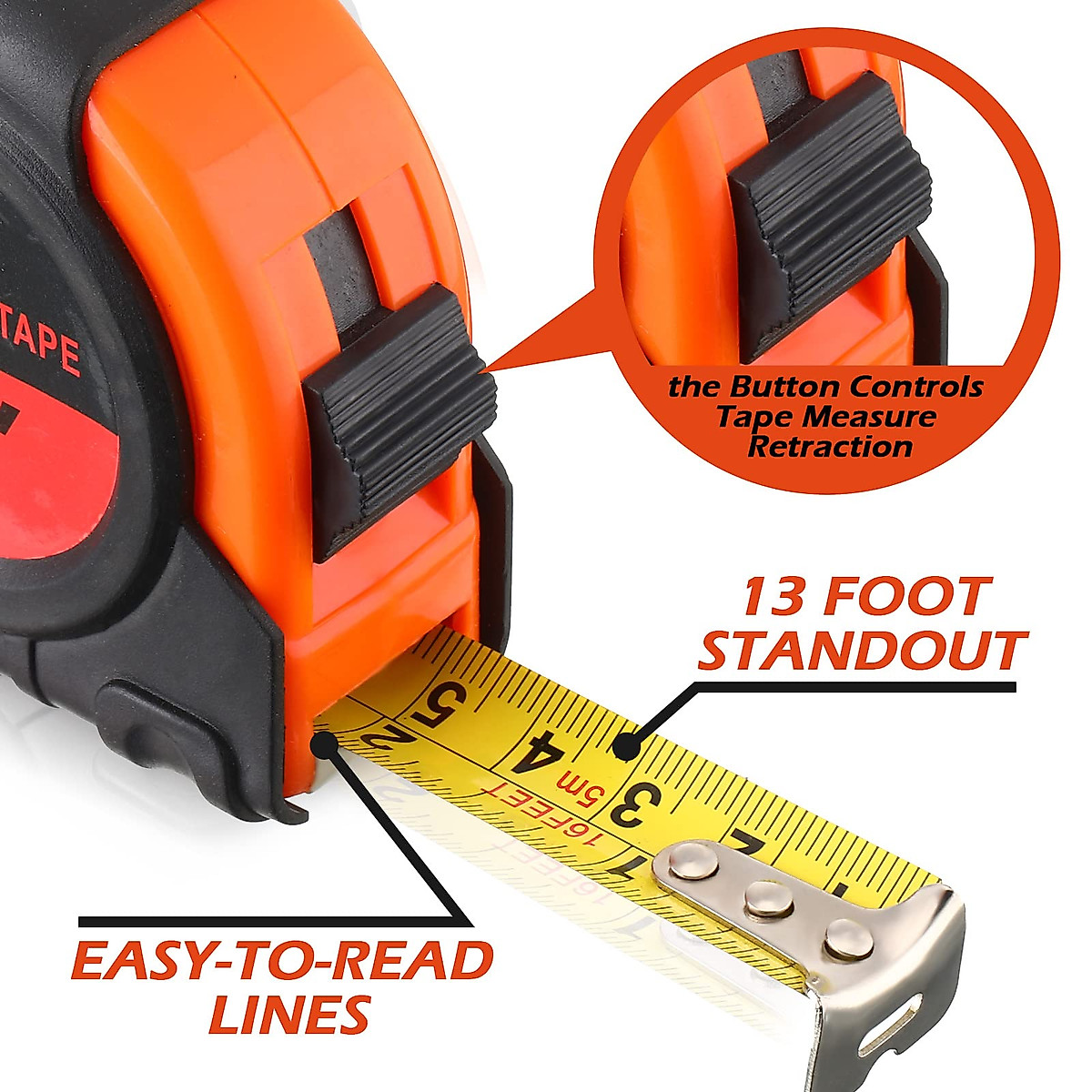 Yunsailing 15 Pack Tape Measure Bulk 16 Feet Retractable Measuring Tape Small Tape Measure Easy Read Tape Measure with Fractions 1/8 Measurement