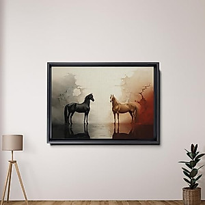 Majestic Black Stallion Galloping In The Clouds, Black Horse On Salt Flats, Canvas Print, Black Horse Print, Black Horse Wall Art