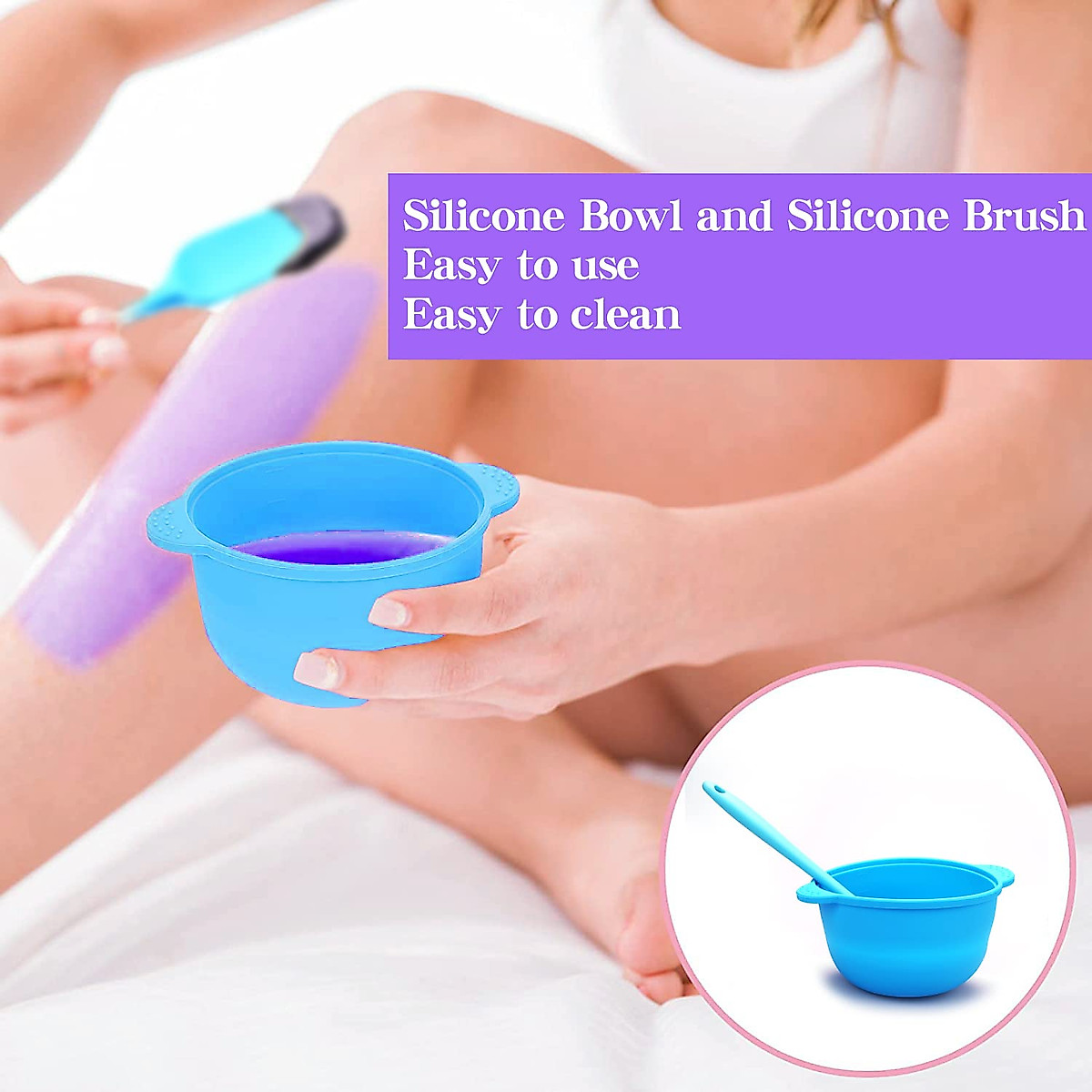 Wax Warmer Replacement Spare -Silicone Bowl - Silicone Spatula Kit, Nonstick Wax, Easy Clean Reusable, Hair Removal Waxing Kit Accessories