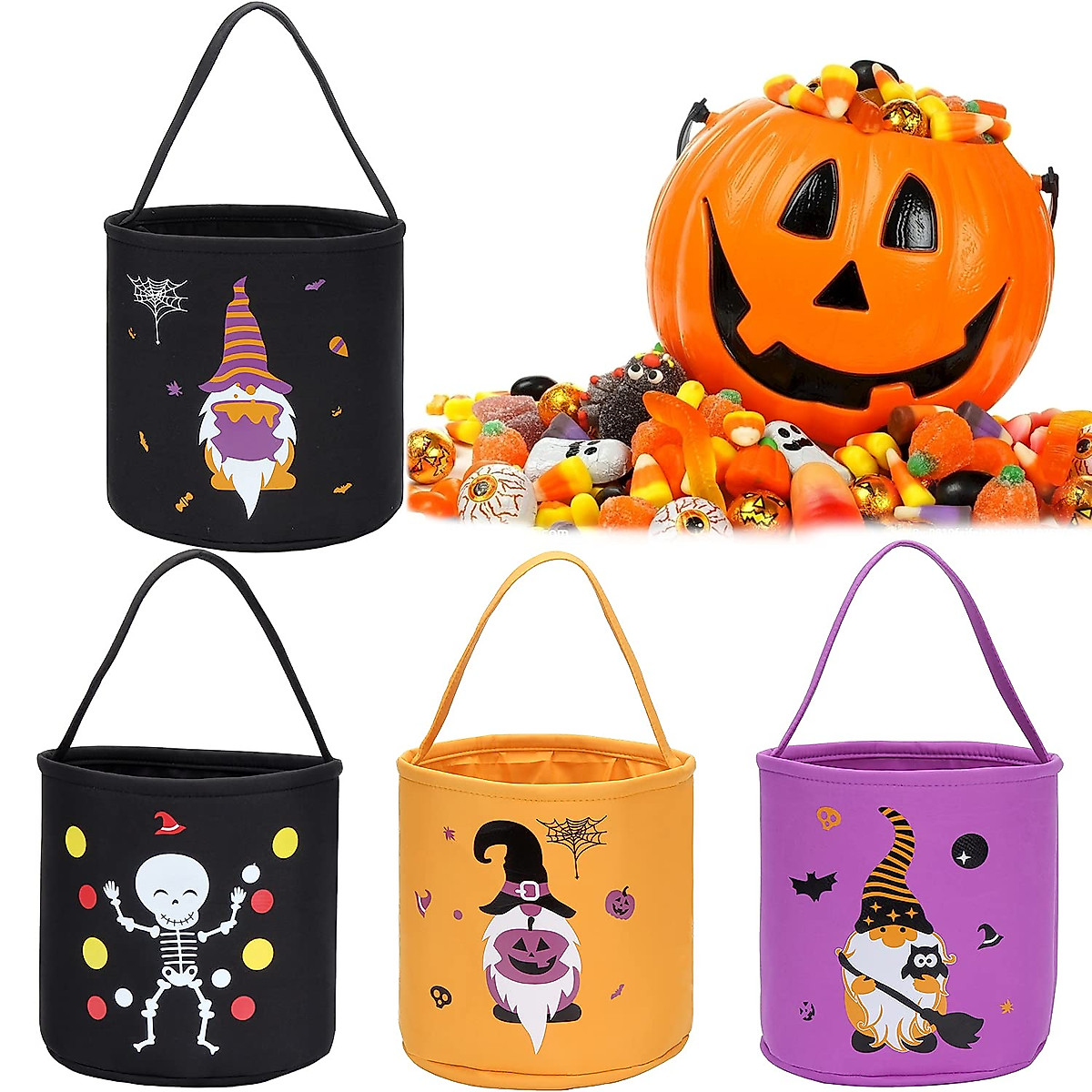 2pcs Halloween Trick or Treat Bags Halloween Candy Buckets Fabric Tote Gift Bags for Halloween Parties…