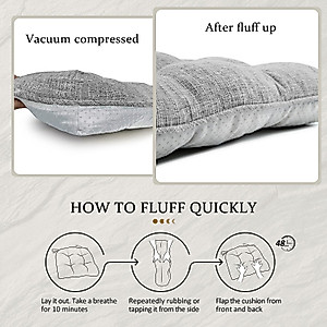 LOVTEX Kitchen Chair Cushions Set of 4, Non-Slip Chair Cushions for Dining Chairs, Shredded Memory Foam Chair Pads with Ties, Tufted Dining Chair Cushions, 15.5" x 15.5", Light Grey