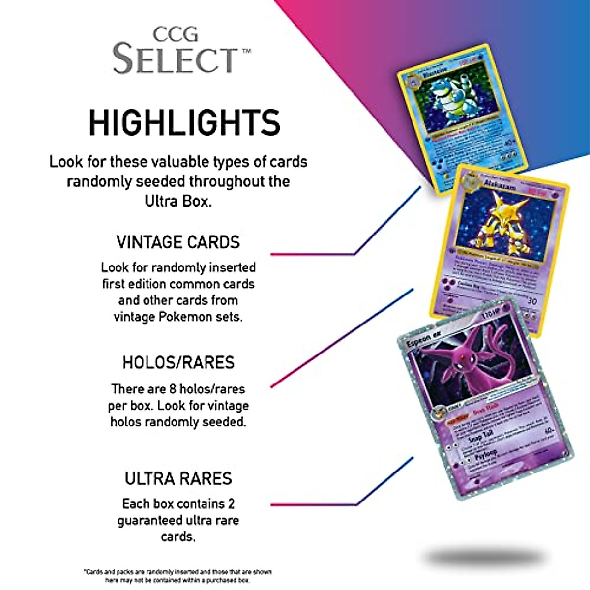 CCG Select Ultra Box | 100 Cards with 2 Guaranteed Ultra Rares | Plus 8 Holo or Rare Cards | Compatible with Pokemon Cards