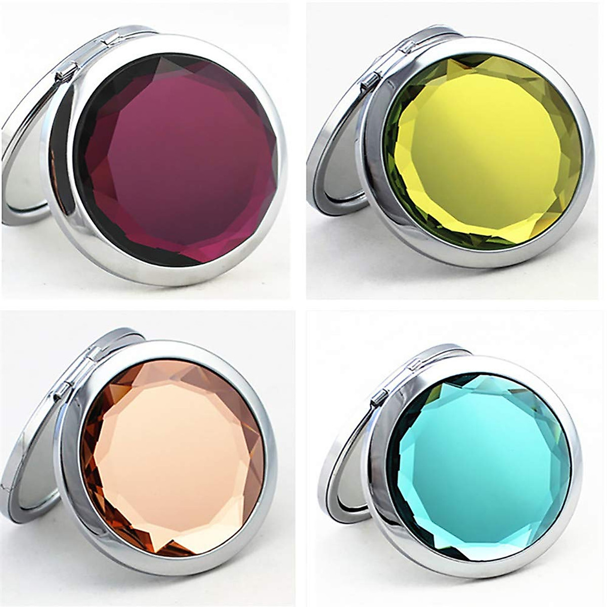 TANG SONG 12Pcs Double Compact Cosmetic Makeup Round Pocket Purse Magnification Jewel Mirror