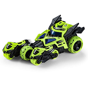 Pull Back Cars Toys, Pull Back Vehicles Motorcycle Launcher Toy Die-cast 3 in 1 Catapult Race Trinity Chariot (Green)