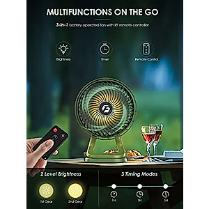 Portable Camping Fan - 12000mAh 8-inch Clip on Fan with Colossal Clamp - Rechargeable Fan with LED & Remote - Golf Cart Fan for Outdoor, Travel, Workshop, Hurricane Emergency (Green)