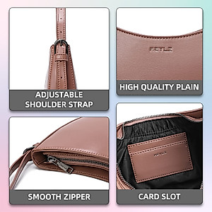 Keyli Shoulder Bag for Women Christmas Gift Fashion Plain Weave Mini Purse Zipper Closure Shoulder Purses Tote Bags Clutch Adjustable Double Straps Tote Handbags Top-Handler Bag Brown