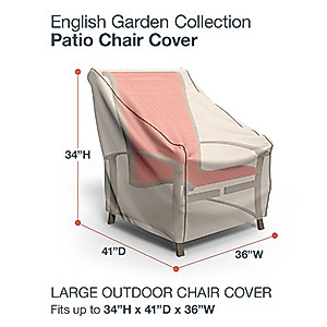 Budge P1W02PM1 English Garden Patio Chair Cover Heavy Duty and Waterproof, Large, Tan Tweed