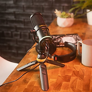 Deity VO-7U Tripod Kit USB Dynamic Podcast Microphone with RGB Lights for Game Podcast Stream YouTube (Black)
