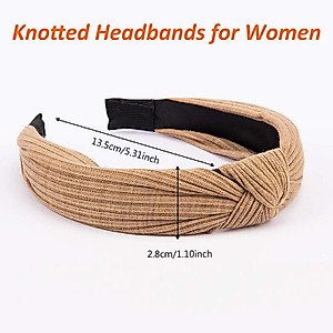 Ondder Knotted Headbands - 10 Pack Thick Turban Fashion Cross Knot Non-Slip Hairbands for Women, Diademas para Mujer