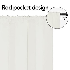 Easy-Going Rod Pocket Blackout Curtains for Bedroom, Room Darkening Window Curtains for Living Room, Thermal Insulated Noise Reduction Solid Window Drapes, 2 Panels(42x63 in, Ivory)