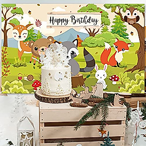 Woodland Party Supplies Woodland Birthday Backdrop Forest Friends Banner Background Woodland Forest Photo Booth Props for Baby Shower Boys Girls Birthday Fall Theme Party Decorations