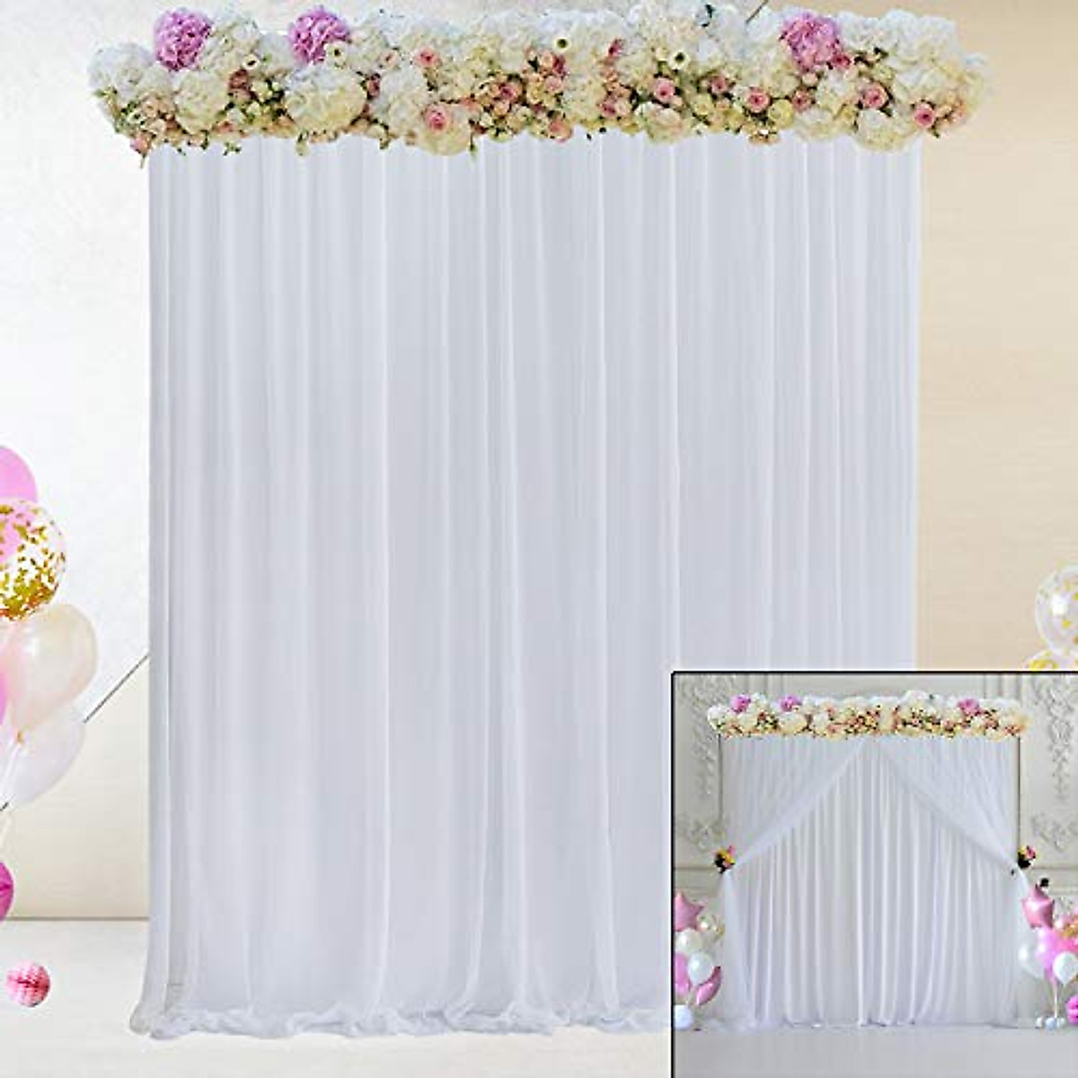 White Backdrop Curtains for Parties Wedding White Tulle Backdrop Curtains Drapes for Baby Shower Birthday Party Photo Booth Background Decorations 5 ft X 7 ft