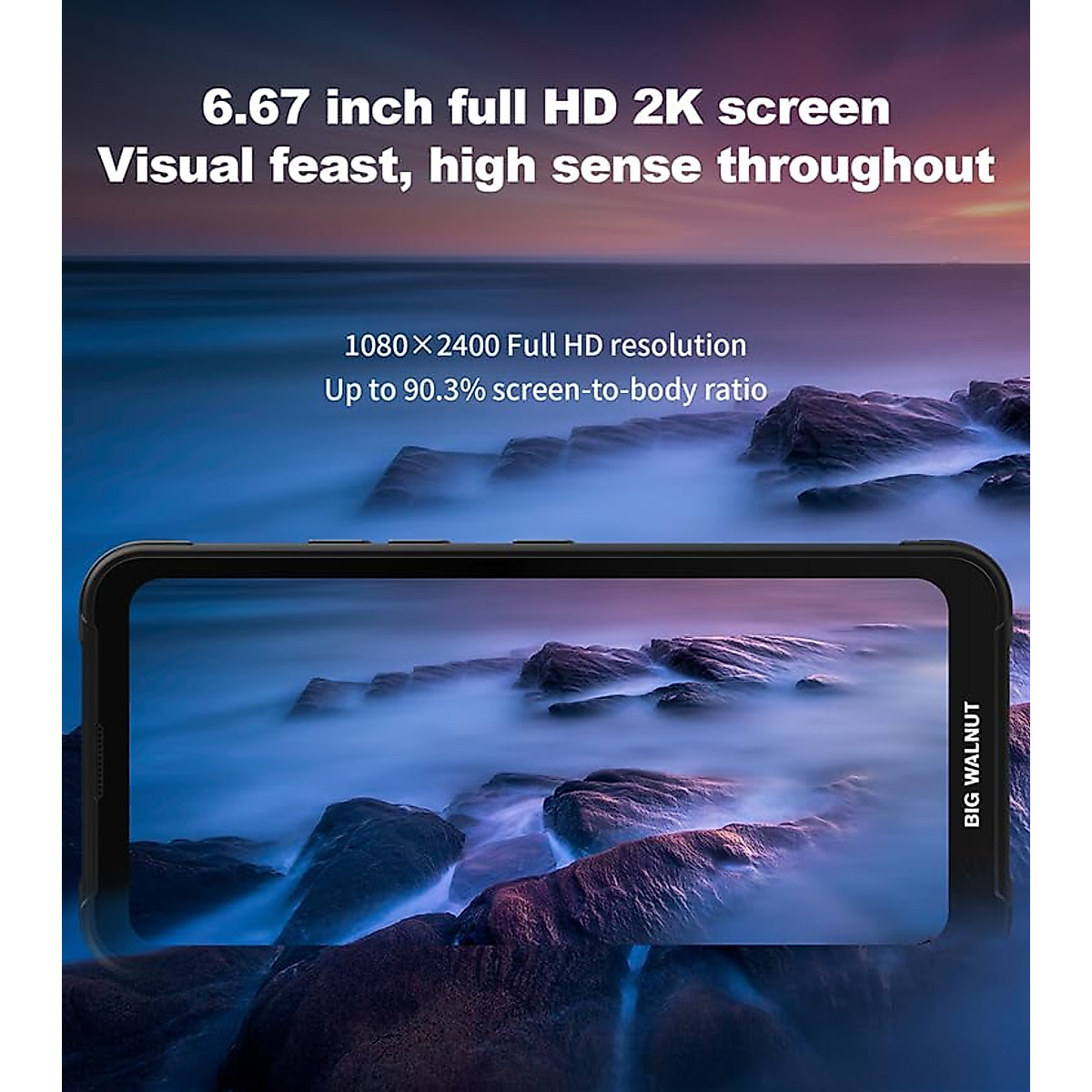 Big Walnut Rugged Smartphone, B1 Unlocked 5G Cell Phone with PTT Button, Android 12, IP68 Waterproof, 4GB+64GB, 8000mAh Battery, 64MP Main Cam,24MP Night Vision，120dB Loudspeaker, Dual SIM, NFC