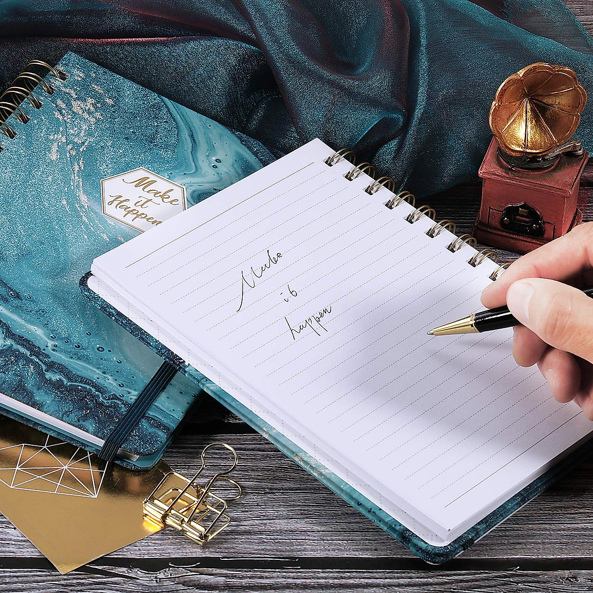 Spiral Journal/Notebook - Lined Journal with Hardcover and Premium Thick Paper, 8.5" x 6.5", College Ruled Spiral Notebook/Journal, Strong Twin-Wire Binding, Back Pocket, Blue Pattern