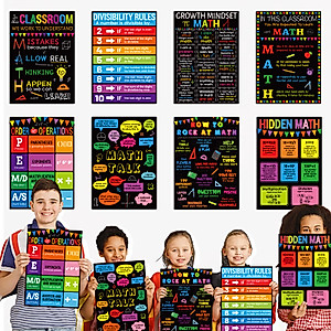 gisgfim 8 Pcs Math Posters Math Teacher Bulletin Board Posters Math Classroom Decorations For Elementary School Middle School High School Mathematics Education Banner Math Classroom Signs Must Haves