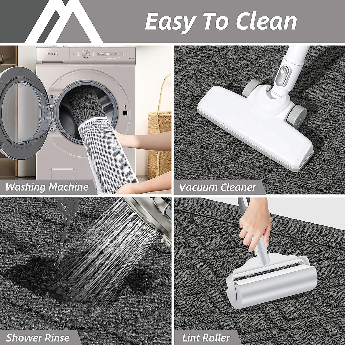 48x20 Inch/30X20 Inch Kitchen Rug Mats Made of 100% Polypropylene 2 Pieces Soft Kitchen Mat Specialized in Anti Slippery and Machine Washable (Grey)