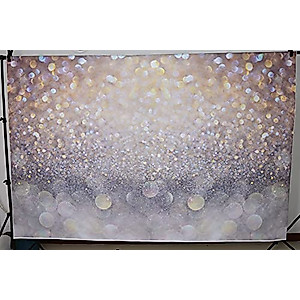 Mocsicka Silver White Bokeh Photography Backdrop Golden Spots Sparkle (No Glitter) Background Weeding Baby Shower Birthdat Newborn Baby Portrait Photo Studio Props (7x5ft (82x60 inch))