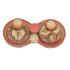 Moroccan Handmade Tagine Double Spicer Salt & pepper Holder Ceramic White & BLack