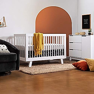 Babyletto Hudson 3-in-1 Convertible Crib with Toddler Bed Conversion Kit in White, Greenguard Gold Certified , 53.75x29.75x35 Inch (Pack of 1)