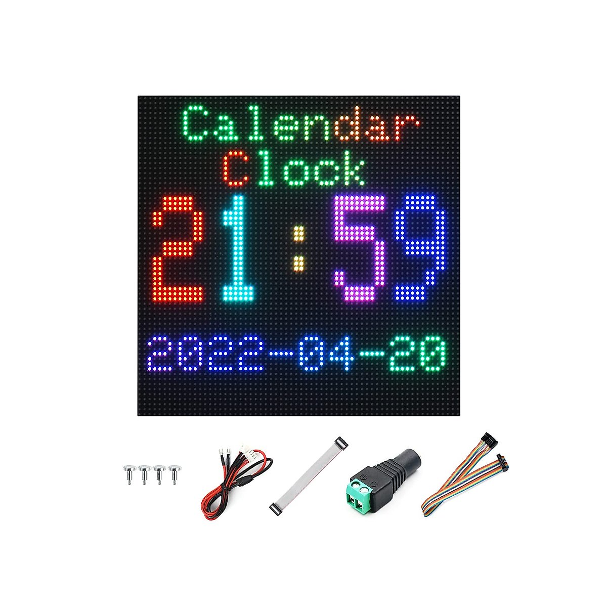 Waveshare RGB Full-Color LED Matrix Panel 3mm Pitch 64×64 Pixels 4096 Individual RGB LEDs Adjustable Brightness Compatible with Raspberry Pi