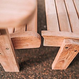 TITAN GREAT OUTDOORS Savannah Grade A Teak Adirondack Ottoman, Patio Lounge Stool for Deck, Porch, or Backyard, Indoor Outdoor Use, Weather Resistant, Gently Curved Back with Tight Slats