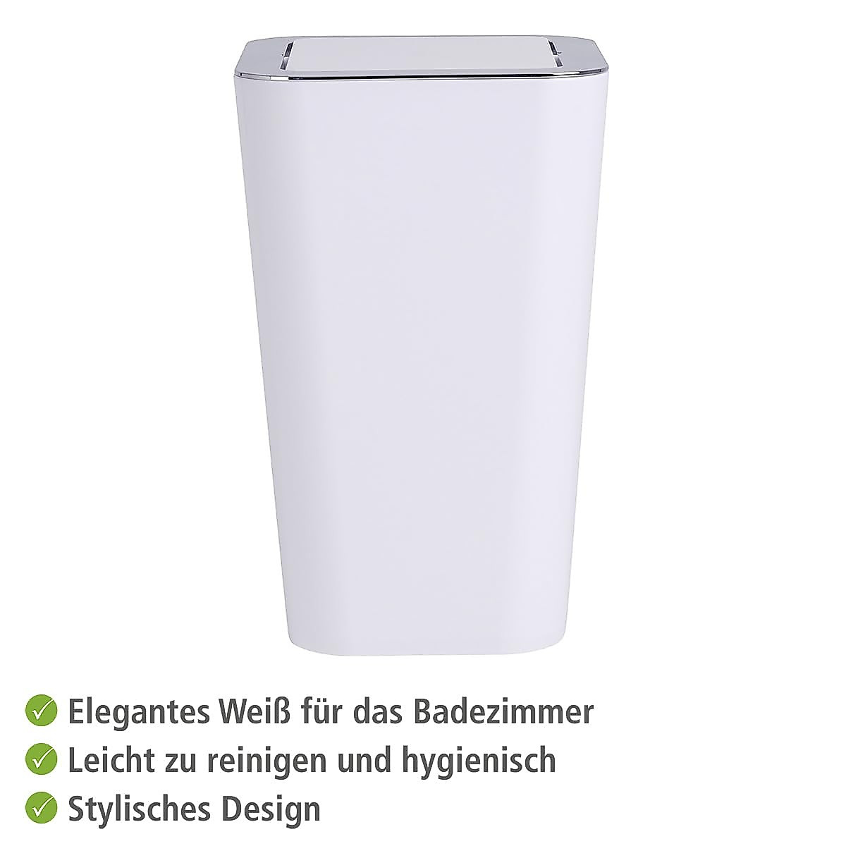 WENKO Small Trash Can with Swing Top Lid, Mini Waste Basket, Stylish Garbage Bin for Bathroom, Bedroom, Kitchen, 1.6 Gallon, 7.1 x 11.2 x 7.1 in, White